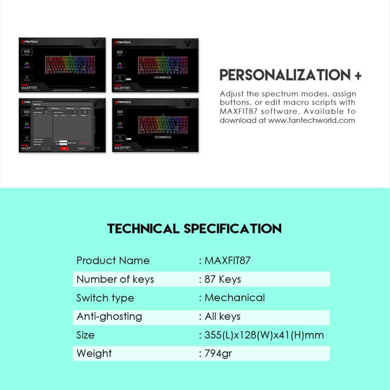 Jual Fantech Maxfit87 Mk856 Mechanical Keyboard Gaming Mint Edition Di ...