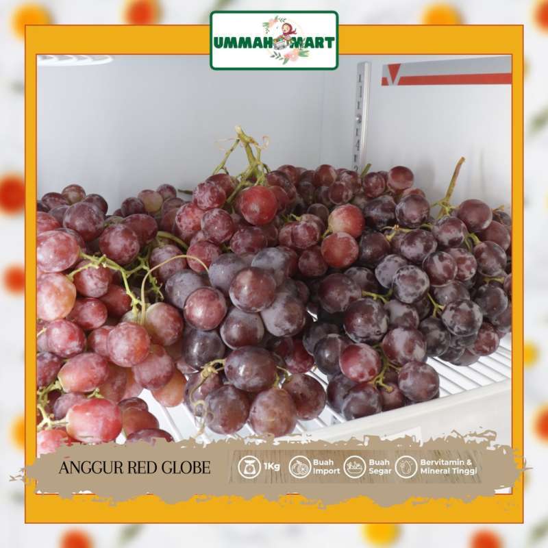 Jual Buah Anggur Red Globe RRC UMMAH.MART1000 Gram PREMIUM | Bergaransi ...