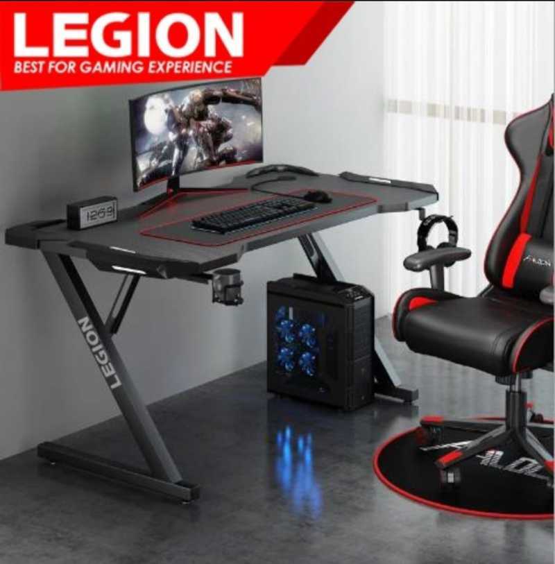Jual LEGION Meja Komputer Gaming PC LED Gaming Desk Table - Hitam di ...