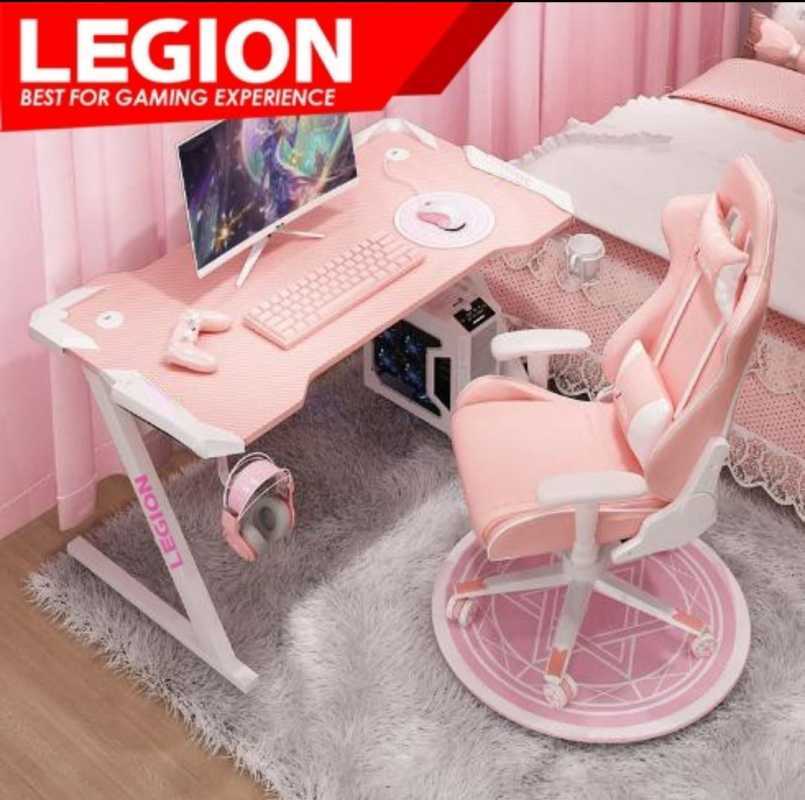 Jual LEGION Meja Komputer Gaming PC LED Gaming Desk Table - Pink di ...