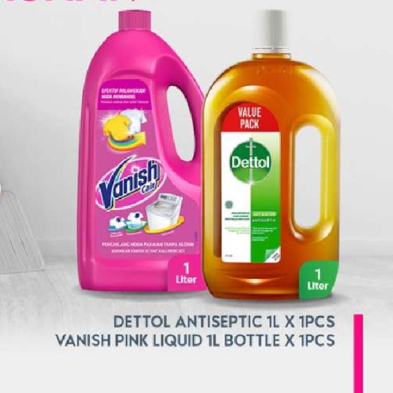 Promo Dettol Antiseptik 1 Liter + Vanish Pink Liquid 1 Liter Botol ...