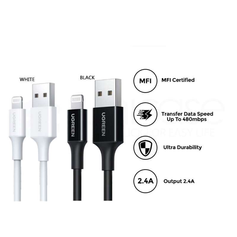 Promo Cable Data USB A to iPhone Lightning MFI UGREEN Kabel Fast Charging Diskon 10% di Seller ...