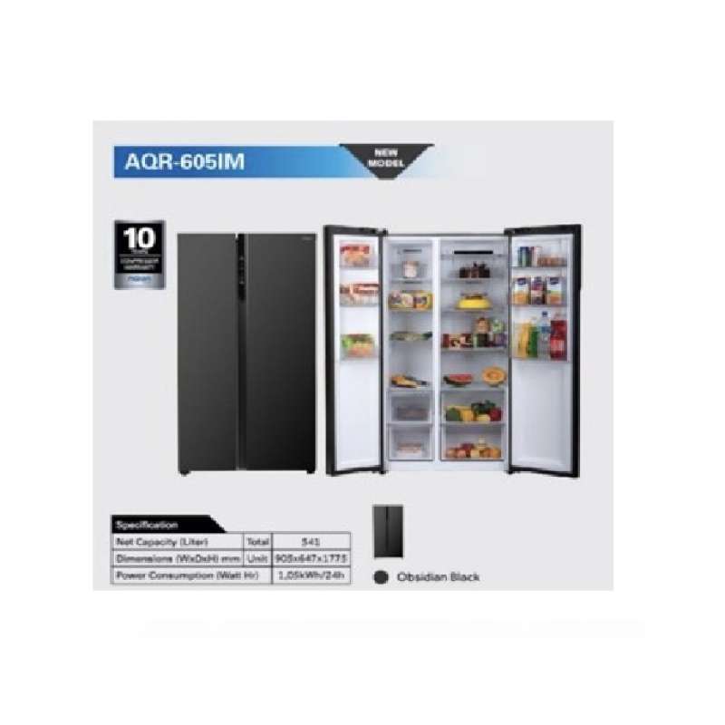 Jual Kulkas Side By Side Aqua AQR - 605IM Twin Inverter 541 Liter di ...