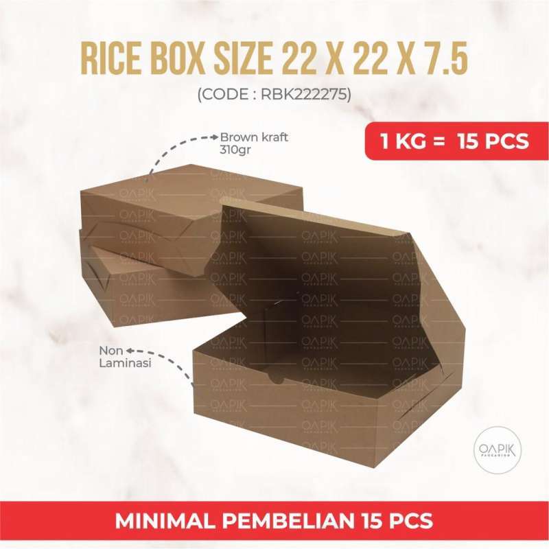 Jual Rice Box 22x22x7.5, Catering Box, Kemasan Makanan, Packaging ...