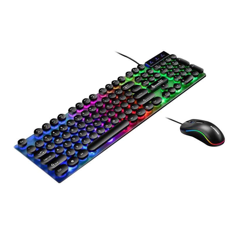 Jual USB Wired RGB Rainbow LED Backlit Gamer Mouse and Keyboard Set ...