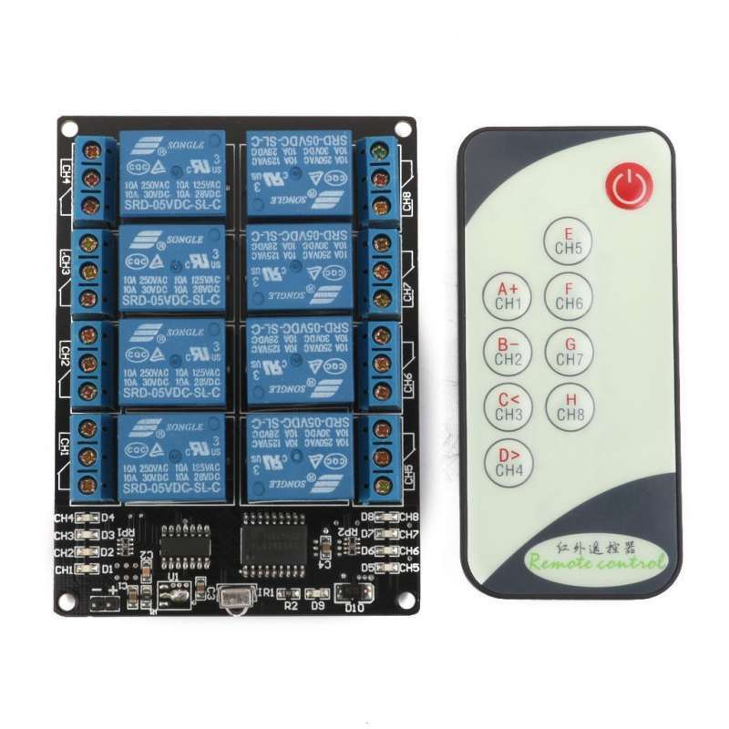 Jual Wireless 5v 8ch Channal Ir Relay Latching Module Board + Remote Controller Di Seller ...