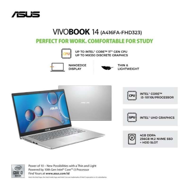 Jual Asus Vivobook A416FA-FHD323 [Intel-i3-10110U/4GB/256GB SSD/FHD/W11 ...