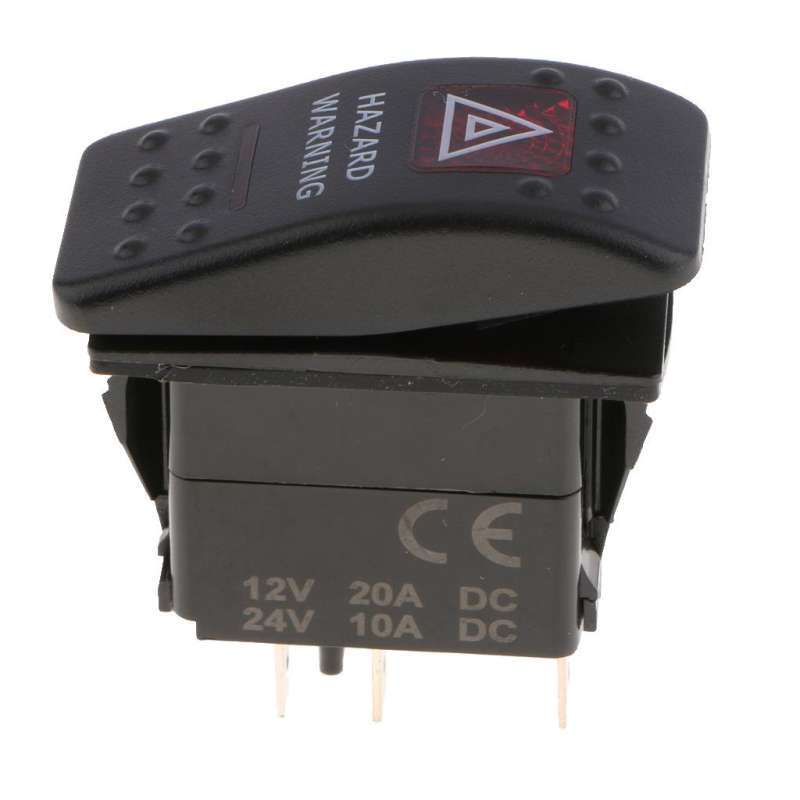 Jual 12V 20A Bar Rocker Switch Red LED Hazard Warning Lights - Red di ...