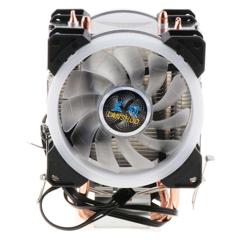 Jual 3 Wire Double Fan Cpu Fan Radiator Cooler Heat Sink Stand for ...