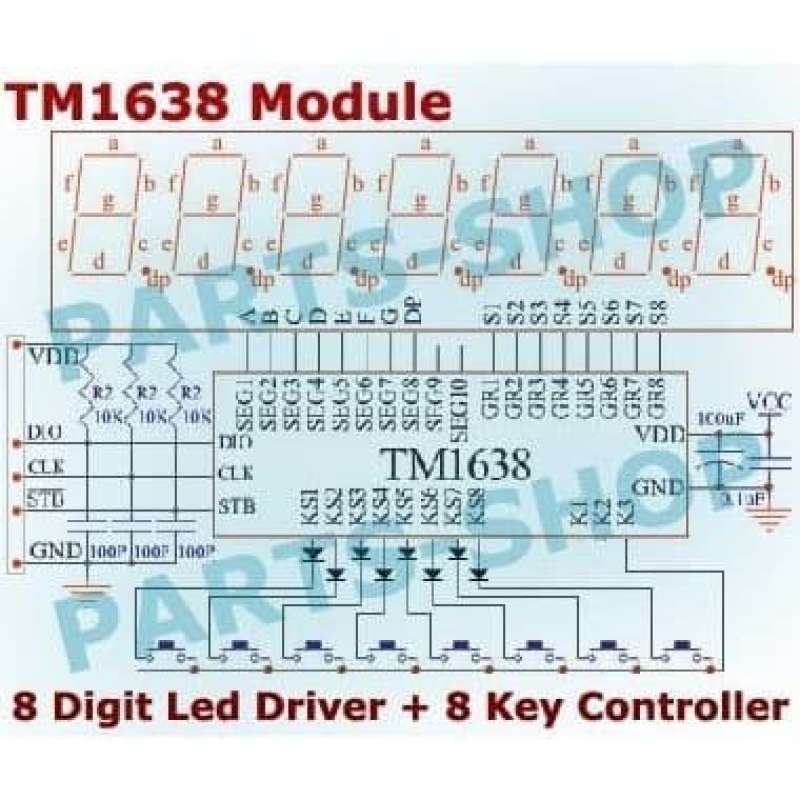 Jual Tm1638 Trainer Module I/o Input Output 8 Bit Digit 7 Segment Led Key Di Seller Eazyfast ...
