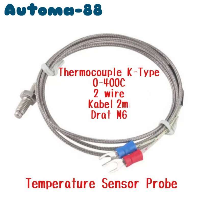 Jual Thermocouple Termokopel Type-K Kabel 2M Drat M6 Kabel 2 Meter di ...