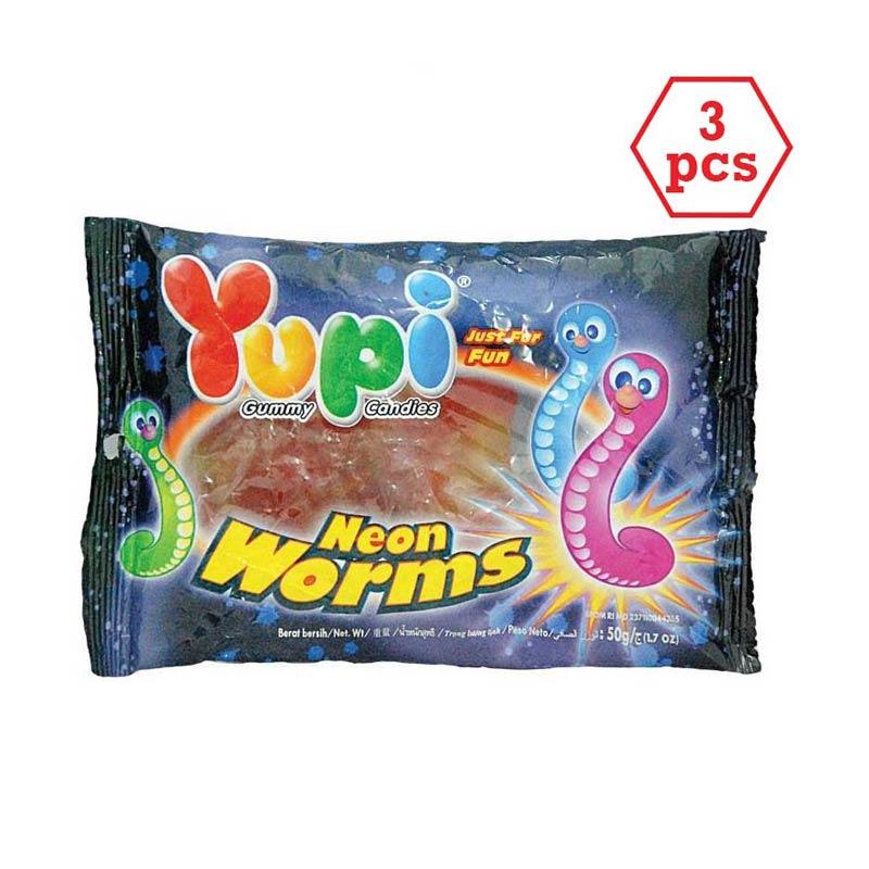 Jual Yupi Neon Worms Gummy Candies [45 g/ 3 pcs] di Seller Alfamidi ...