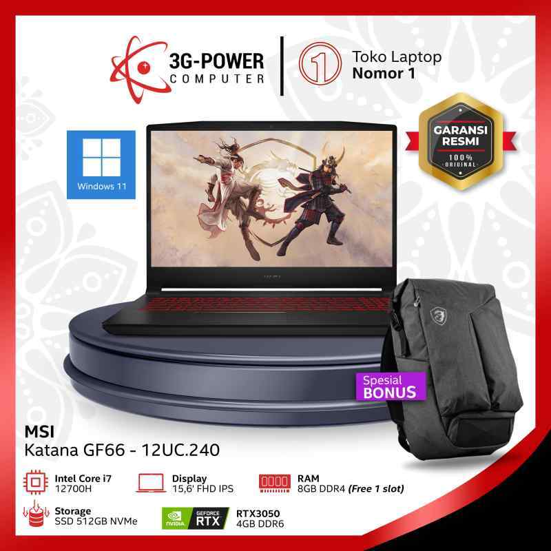 Jual MSI Katana GF66 12UC [9S7-158422-240] - Gaming Laptop - [Core i7-12700H / 8GB / 512GB SSD ...