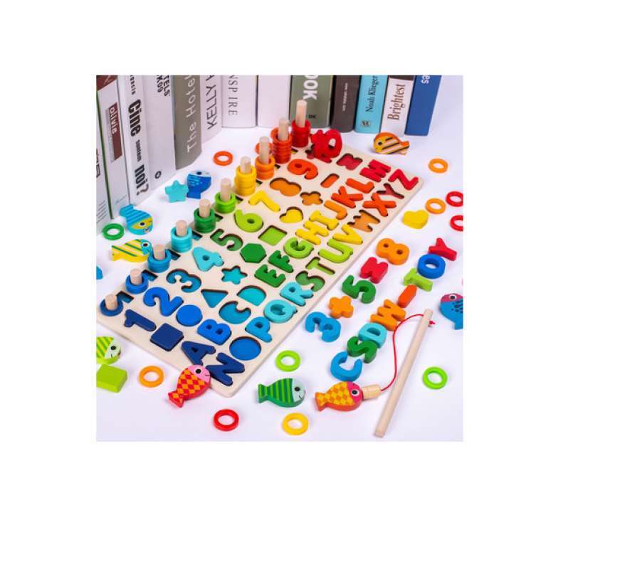 Promo FG Mainan Edukasi 7in1 Puzzle Kayu Anak Huruf dan Angka Pancing ...
