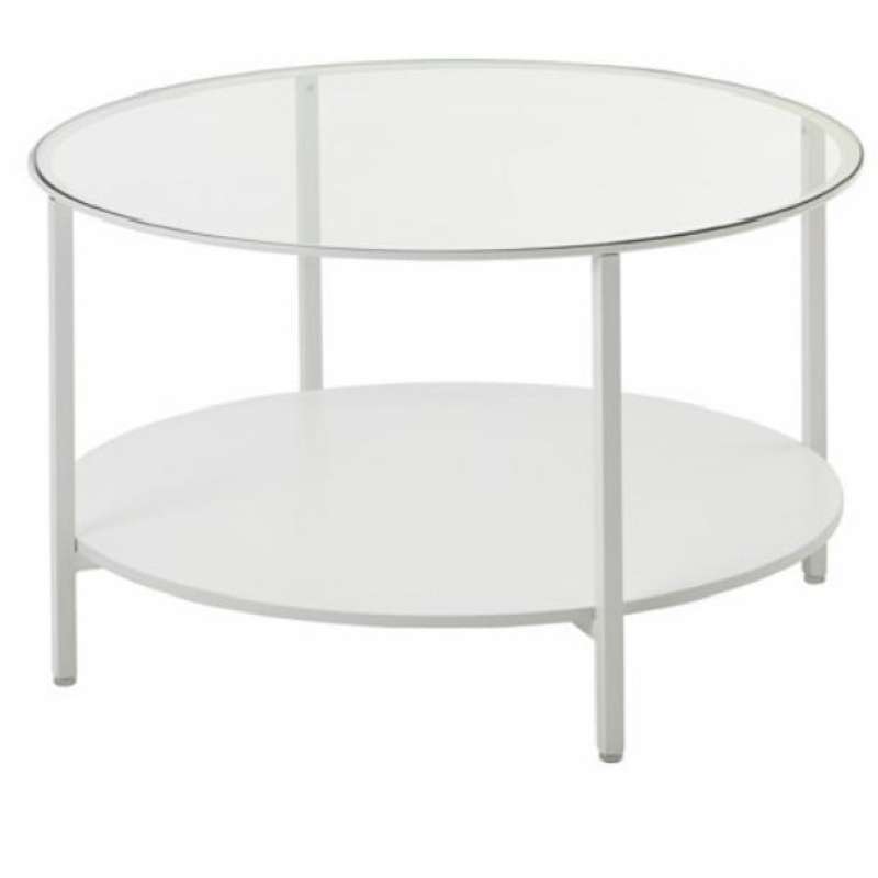 Jual Meja Tamu Kaca Bulat Rangka Besi Kokoh Minimalis Modern 75cm_Putih ...