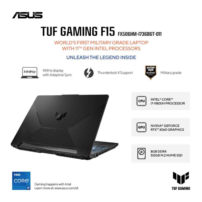 Jual ASUS TUF F15 FX506HM Core i7-11800H RTX 3060 144Hz 8GB 512GB SSD - Black di Seller Laptop ...