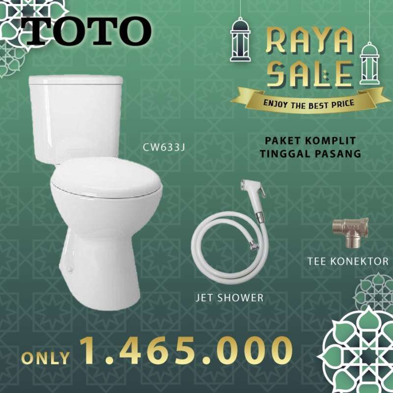 Jual PAKET MURAH KLOSET DUDUK TOTO CW633 DUOBLOK TWOPIECE + JET SHOWER ...
