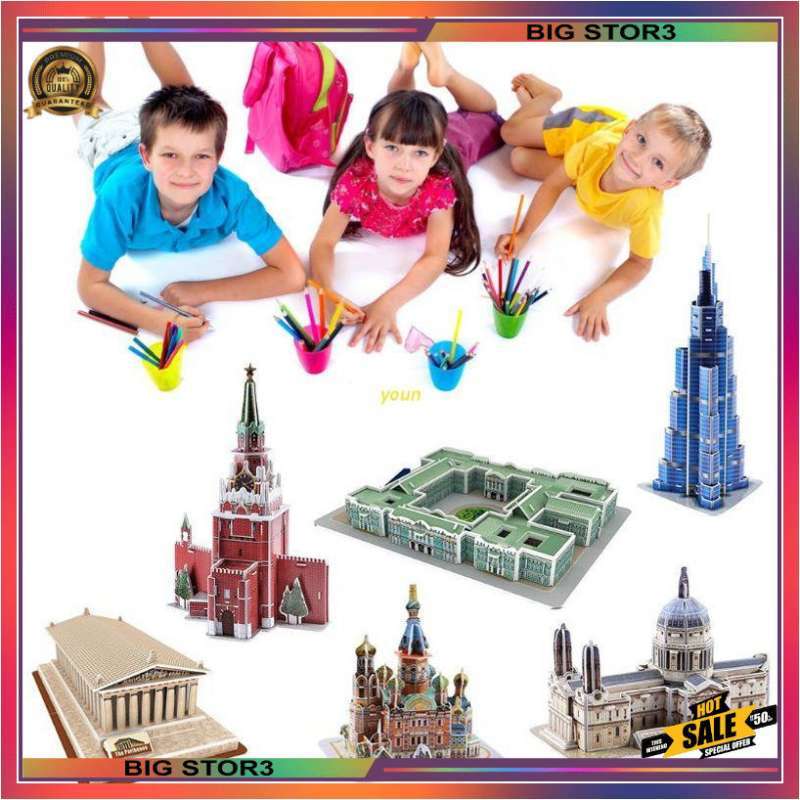 Jual Youn Mainan Edukasi Puzzle 3D Model Arsitektur Bangunan Terkenal ...