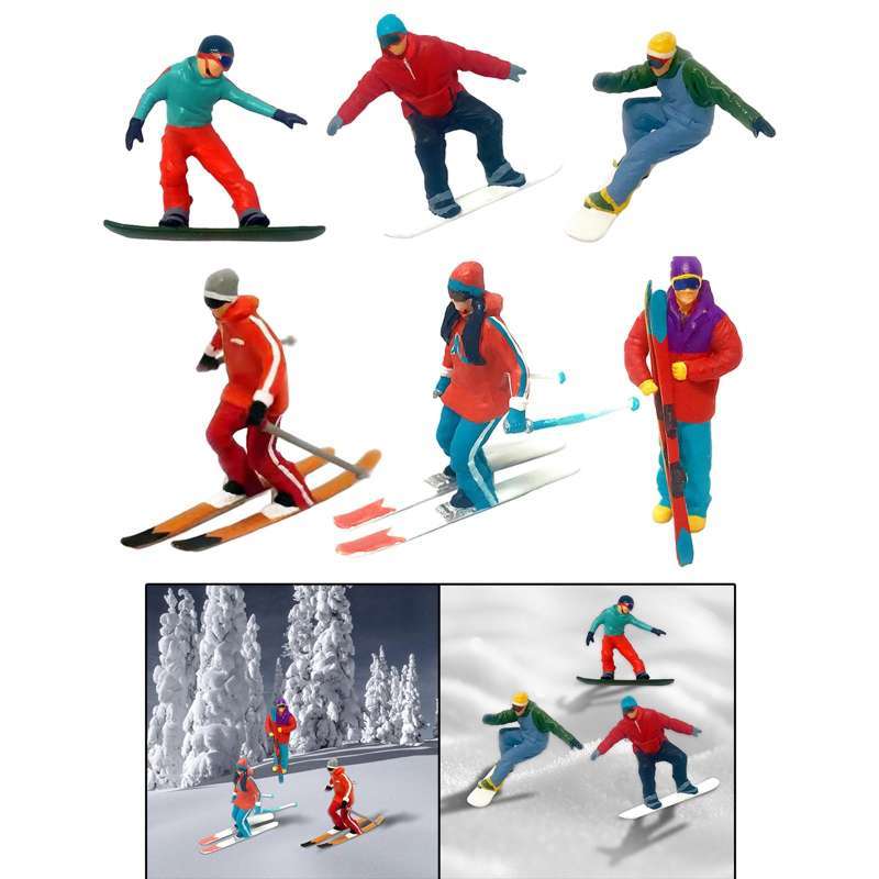 Promo 6x 1/87 HO Resin Skiing Model Characters Tiny People Figure ...