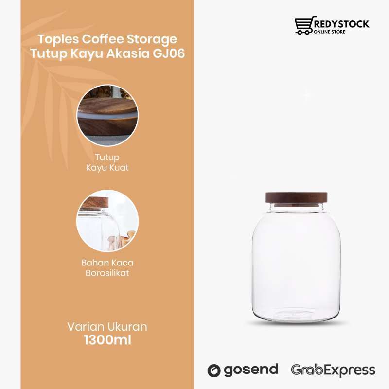 Jual TOPLES KACA TUTUP KAYU AKASIA CANISTER KOPI COFFEE STORAGE GJ06 di ...