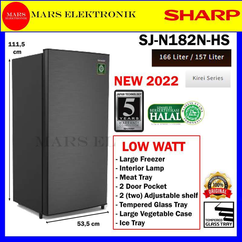 Jual KULKAS SHARP SJ-N182N HS / NEW 2022 / 166 LITER / KIREI SERIES ...