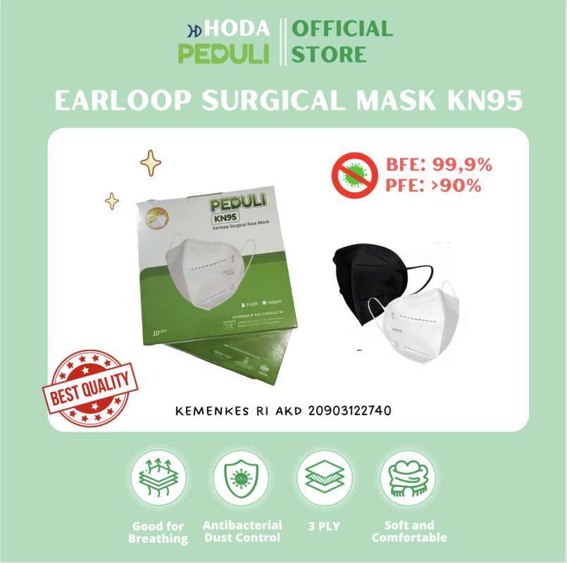 Promo Peduli Earloop Surgical Mask Kn95 4ply Murah Banget!! (putih) Diskon 20% Di Seller Hoda ...