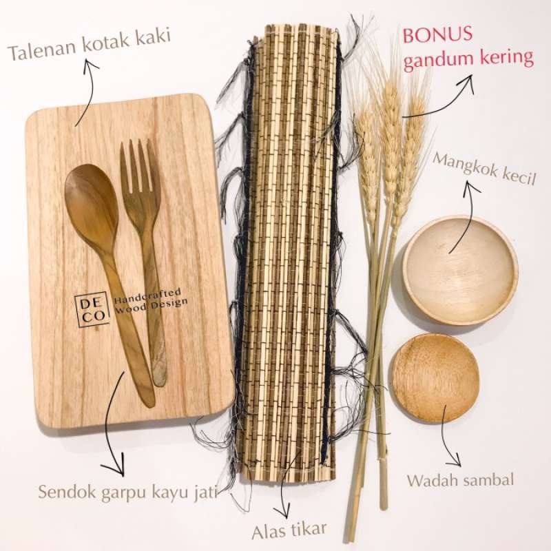Promo [SET A] Properti foto makanan cafe catering sumpit kayu placemat ...