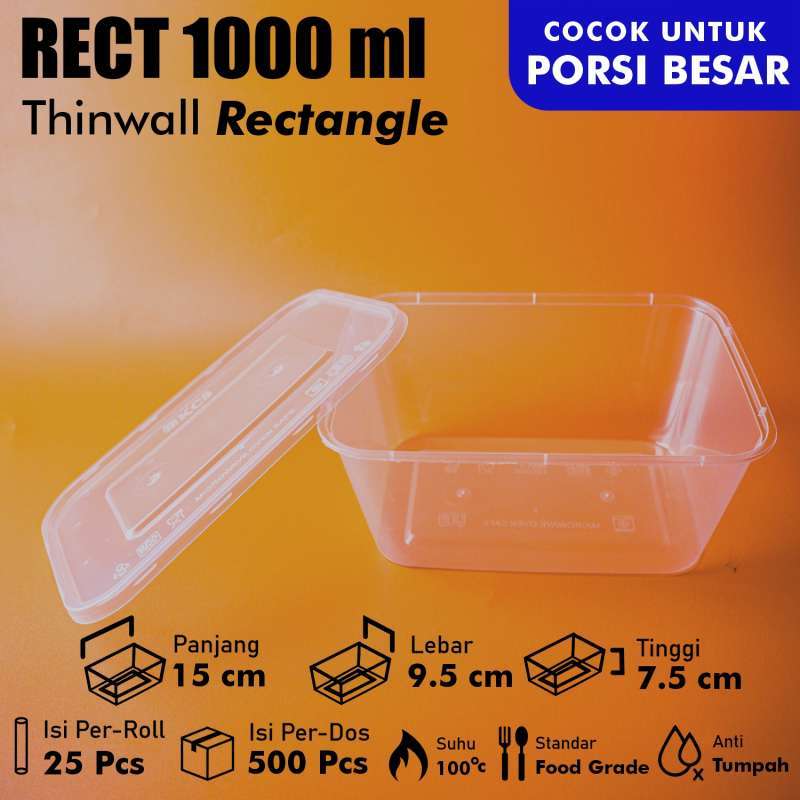 Jual Thinwall Kotak Makan Plastik Rectangle 1000ml / Thinwall Rect ... Jual Thinwall Kotak Makan Plastik Rectangle 1000ml / Thinwall Rect ...