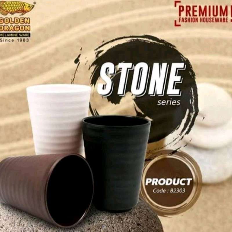 Jual Gelas Minum Melamin Hitam Abu Coklat Motif Batu Tembikar Stone ...