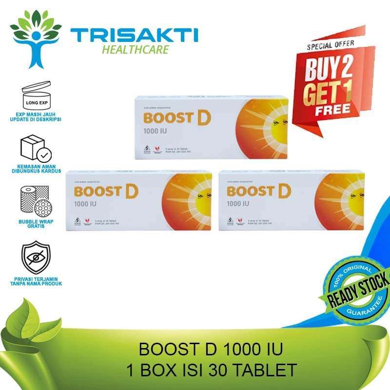 Jual [Bundling] Promo Buy 2 Get 1 Free Boost D 1000 IU Vitamin D 1 Box ...