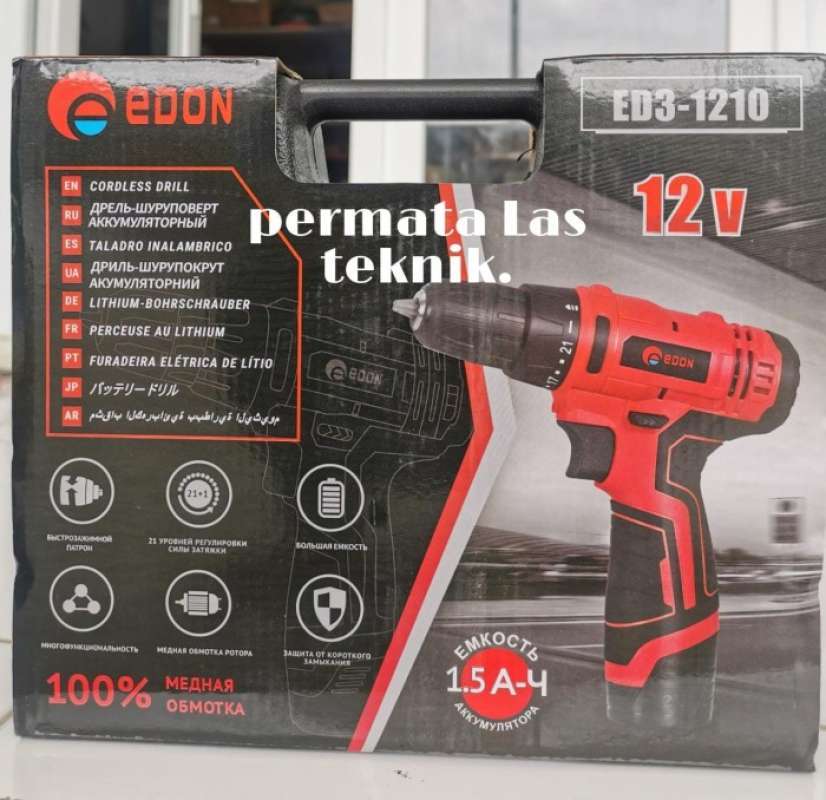 Promo Mesin Bor Edon Ed3-1210 Cordless Baterai Cas Kayu Dan Besi Diskon ...