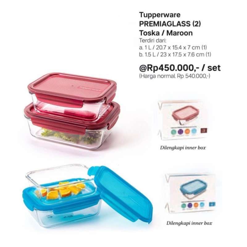 Promo Tupperware Premiaglass Set 2 Kotak Makan Diskon 7% di Seller TouchBuy - Kapuk, Kota ...