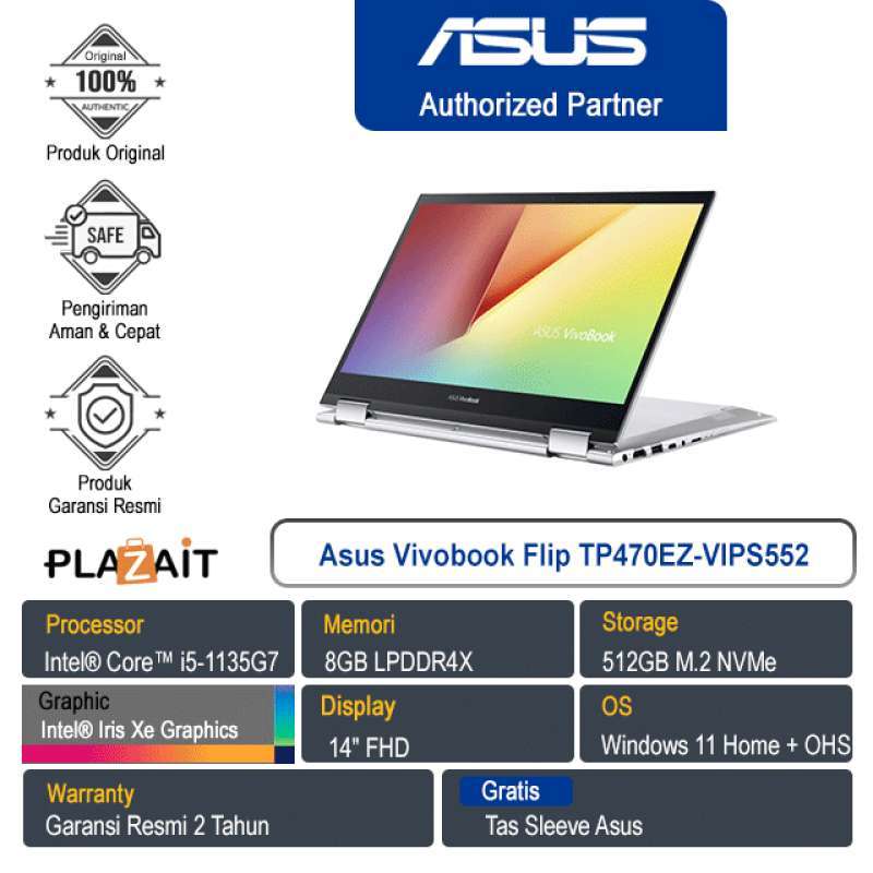 Jual Asus VivoBook Flip TP470EZ-VIPS552/Core i5-1135G7/8GB/512GB SSD/14 ...