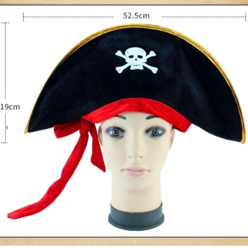 Jual Topi kapten bajak laut pirate hat cap caribbean tengkorak karibia ...