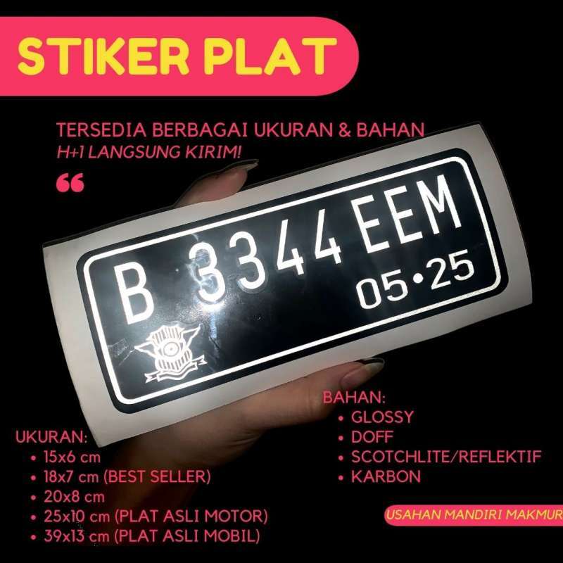 Jual Stiker Plat Nomor Motor / Mobil Stiker Bahan Oracal Stiker Visor ...