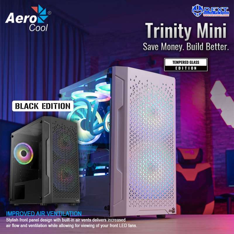 Promo Aerocool Trinity V2 MINI TOWER CASE Tempered Glass Casing - Black ...