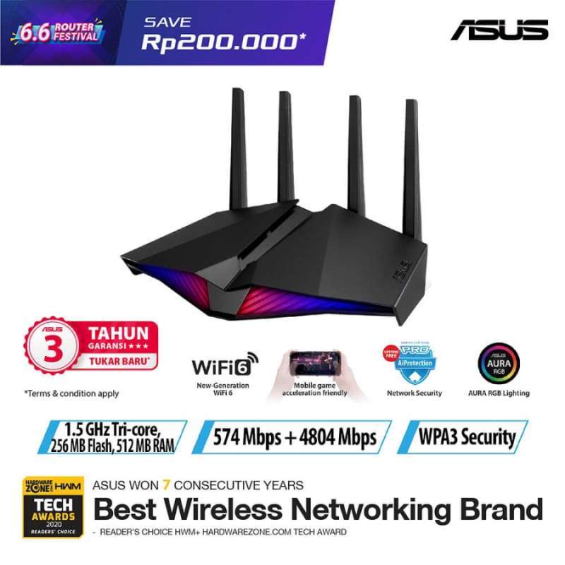 Jual ASUS RT-AX82U AX5400 Dual Band WiFi 6 Gaming Router di Seller ...