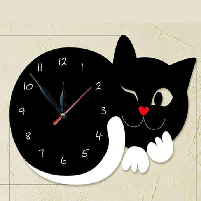 Jual JAM DINDING KAYU UNIK KARAKTER KUCING di Seller Shela Shop ...