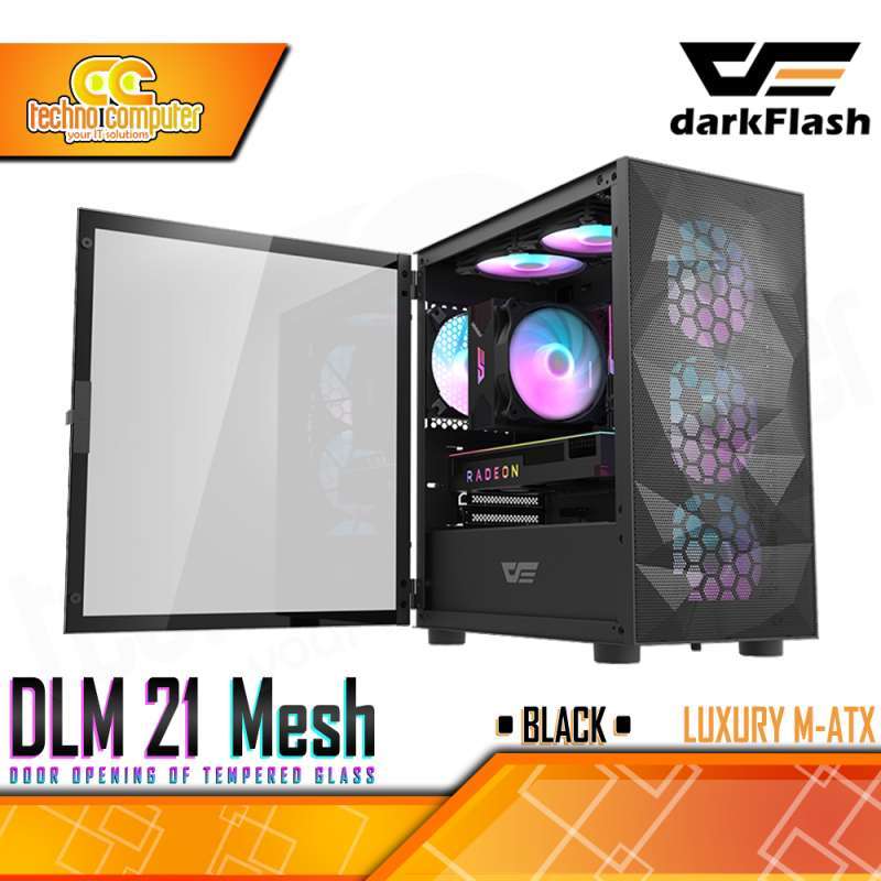 Jual CASING DARKFLASH DLM21 MESH Black - mATX Case with Door Opening ...