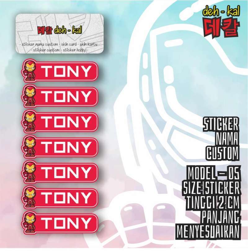 Jual Sticker nama custom 7 pcs. Model - 05. di Seller Tigabelastitik ...