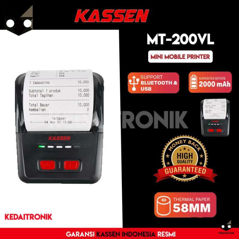 Promo PRINTER BLUETOOTH THERMAL MOBILE KASSEN MT 200 VL CETAK STRUK ...