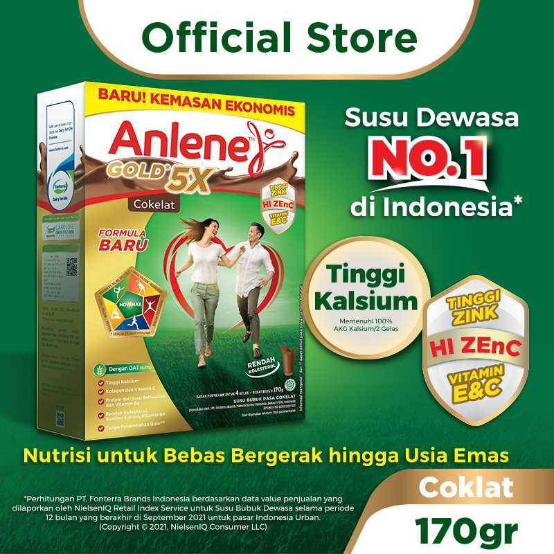 Promo Anlene Gold 5X Coklat [170 g] Diskon 8% di Seller Fonterra ...