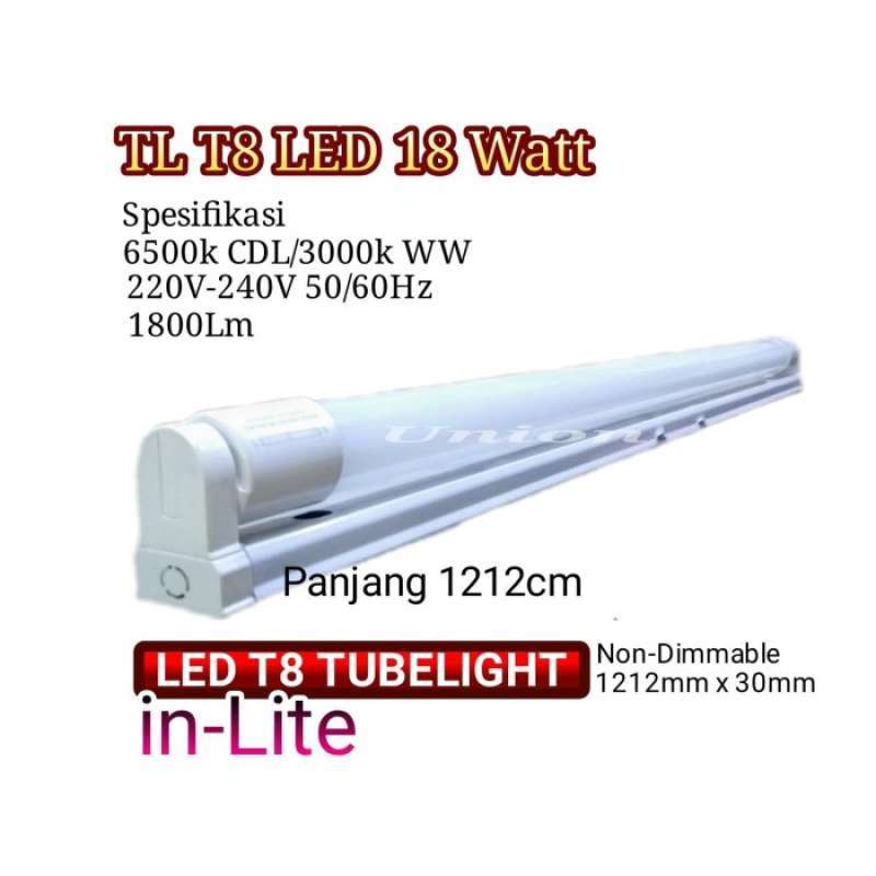 Jual Lampu TL T8 LED 18w+Kap 1 set Komplit 120cm Putih 6500k inlite grosir di Seller SENTRA ...