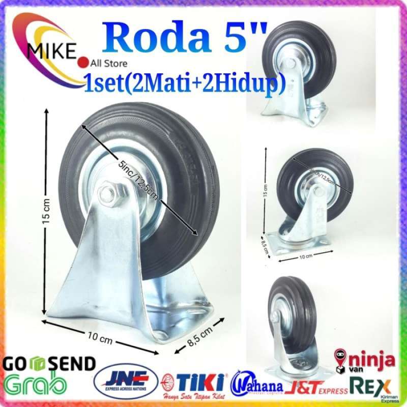 Promo Roda Troli 5 1Set(2M+2H) Roda Karet 5Inchi Etalase 5 Inch Troly ...