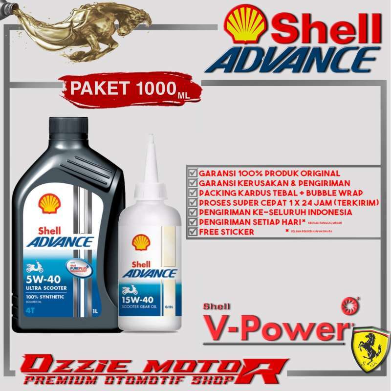 Promo Paket Shell Advance Ultra Scooter 5W40 Matic 1L synthetic + oli ...