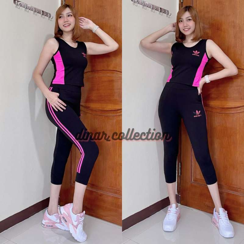 Jual Pakaian olahraga wanita setetelan celana jogger+kantong/set gym ...