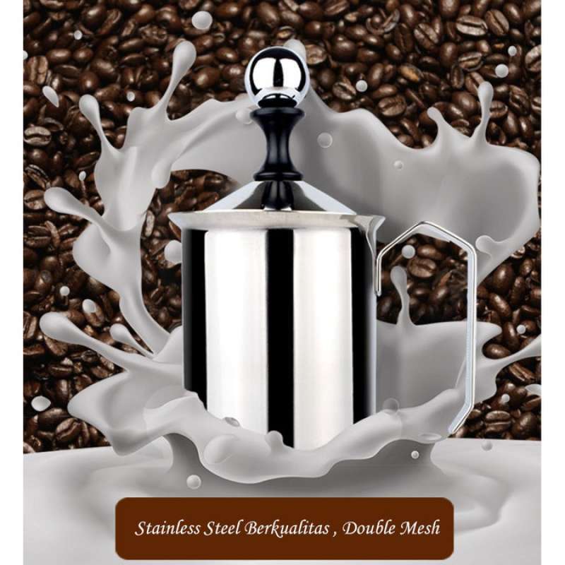 Jual Milk Frother Manual Double Mesh 500ml Pembuih Susu Cappucino Latte ...