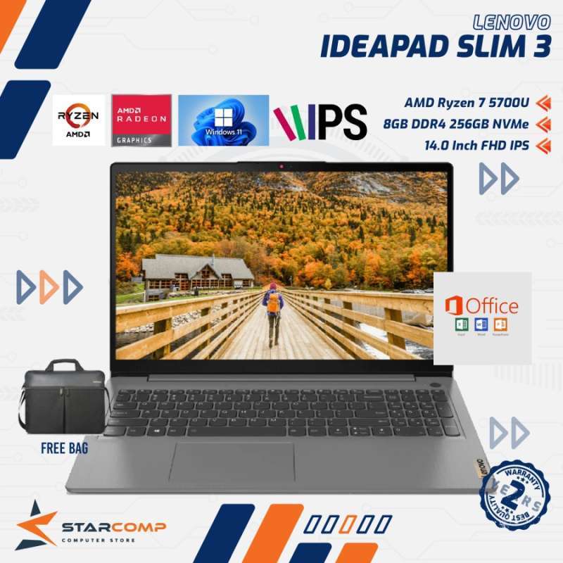Jual LENOVO IDEAPAD SLIM 3 | RYZEN 7 5700U 8GB 512SSD W11+OHS 14FHD di ...