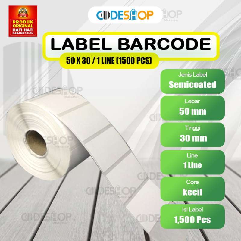 Jual Kertas Stiker Barcode Untuk Printer Barcode 50 X 30 1 Line Isi ...
