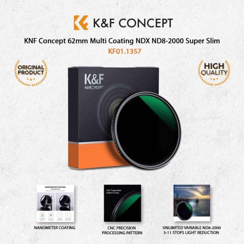 Jual KNF Concept 62mm Filter Multi Coating ND8-2000 Super Slim Filter K&F di Seller K&F Concept ...